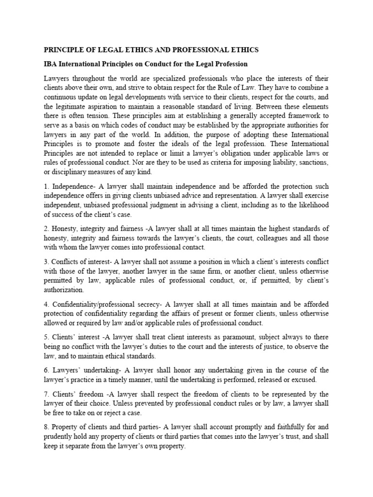 1.2 - Principles of Legal Ethics and Proffesional Ethics | PDF | Lawyer ...