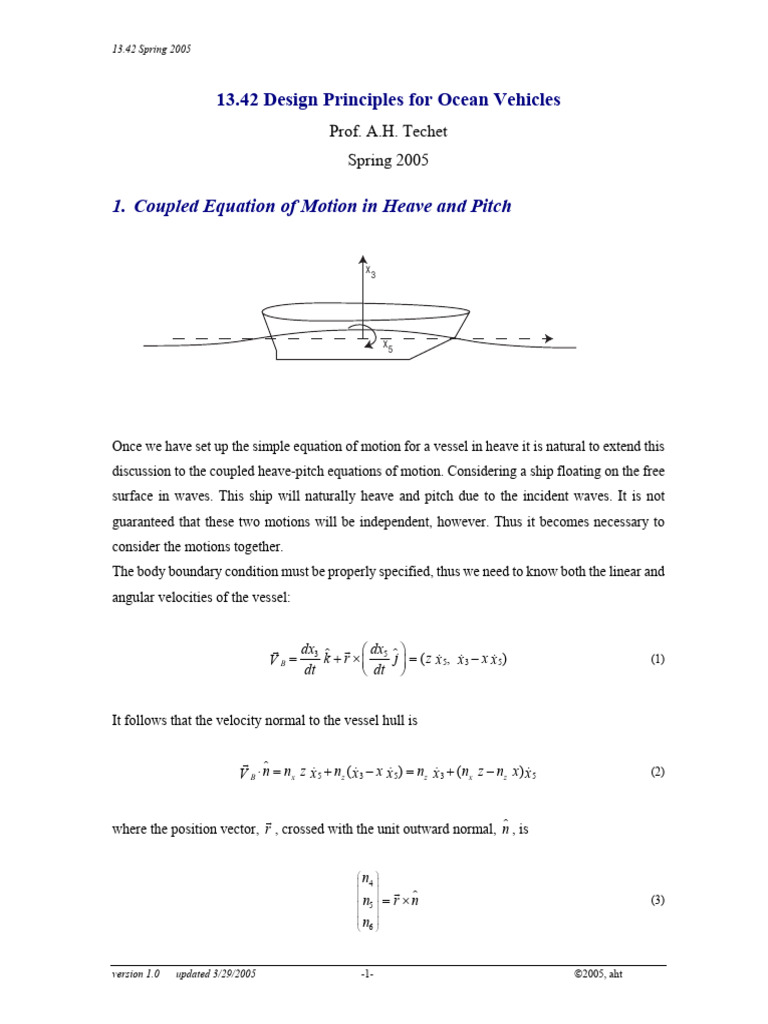 Coupled Heave-Pitch Dynamics in Vessels | PDF | Equations Of Motion ...