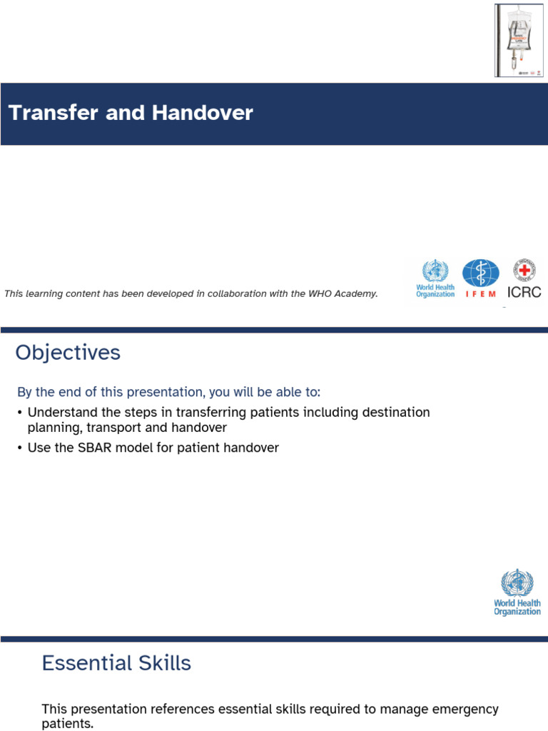 Module 6 Transfer and Handover Slides | PDF | Health Sciences | Medical ...