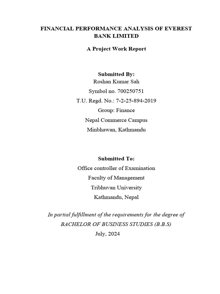 BBS Project: Everest Bank Analysis | PDF | Investing | Banks