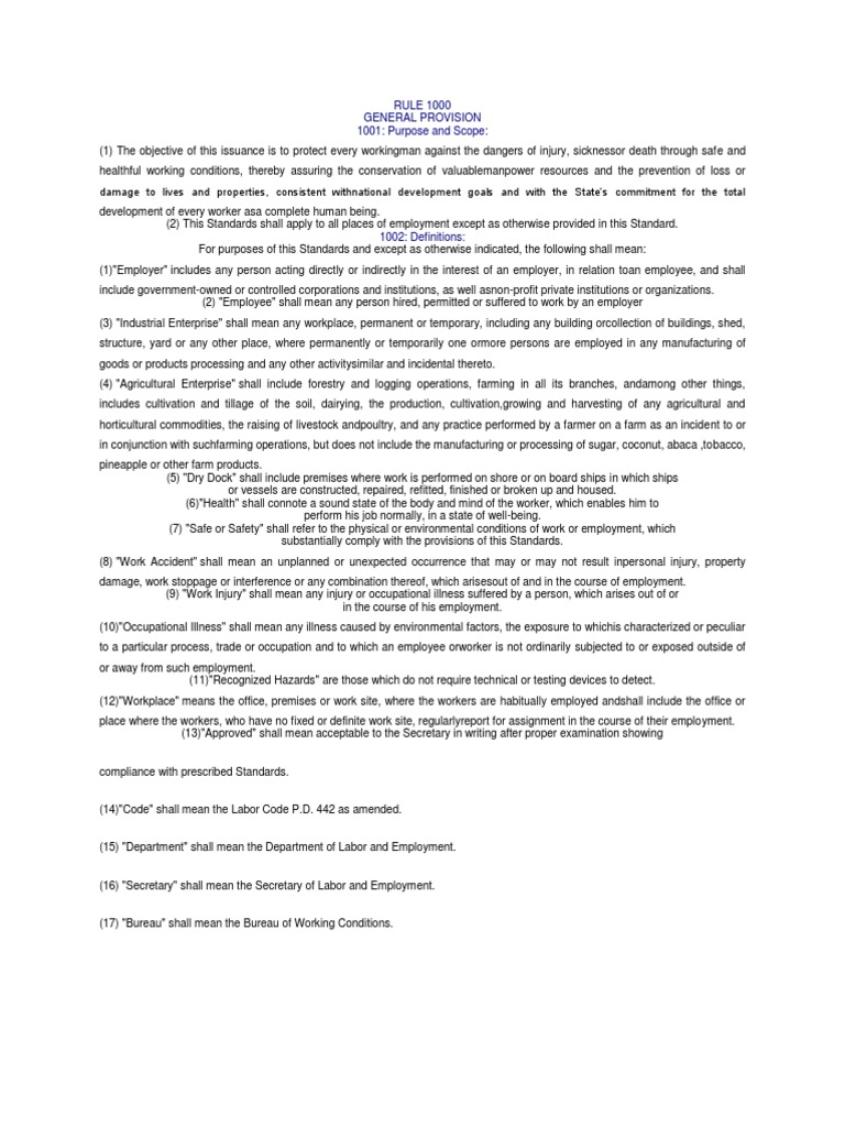 Rule 1000-1050 | PDF | Occupational Safety And Health | Safety