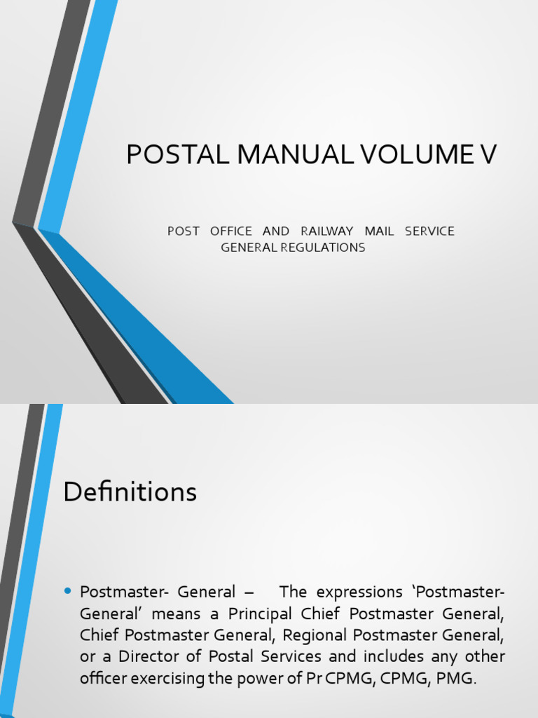 Postal Manual Volume 5 Definitions | PDF | Mail | Postage Stamp