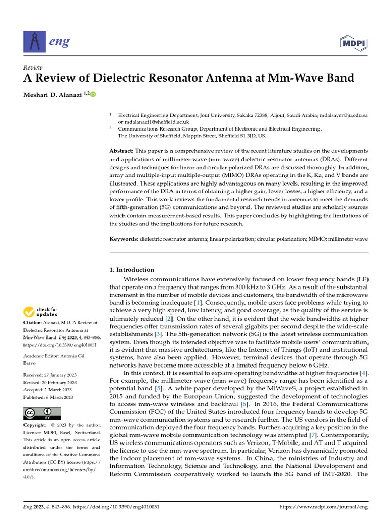 A Review of Dielectric Resonator Antenna at Mm-Wave Band | Download ...