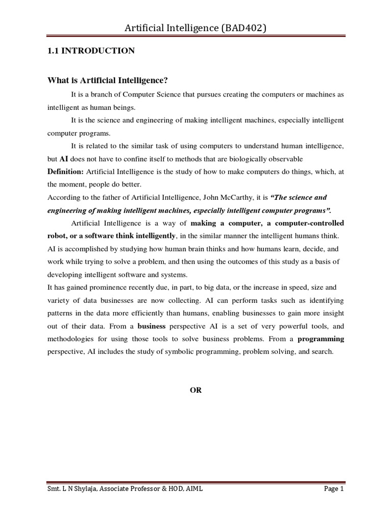 AI_Module1 | PDF | Artificial Intelligence | Intelligence (AI) & Semantics