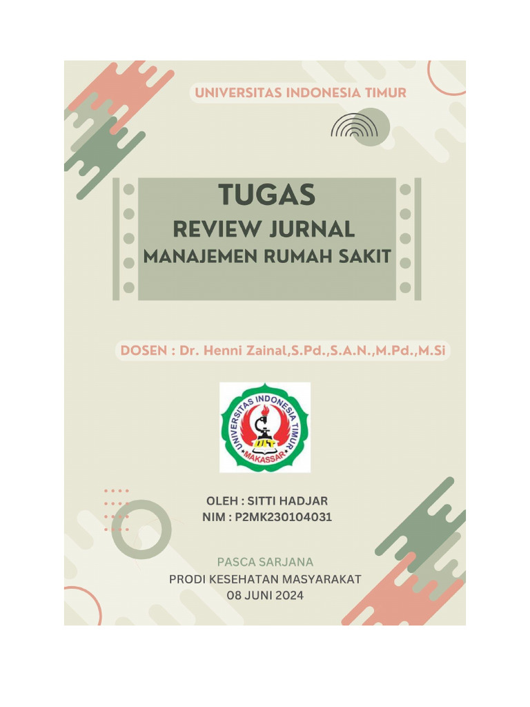 Tugas 'SITTI HADJAR' Review Jurnal Manajemen Rumah Sakit | PDF | Pengembangan Diri | Sains ...