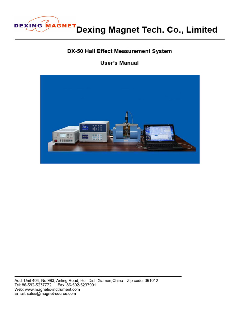 User's Manual of DX-50 Hall Effect Measurement System | PDF | Physics ...