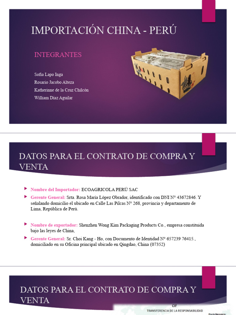 CONTRATO DE COMPRA Y VENTA IMPORTACIÓN CHINA - PERÚ | PDF