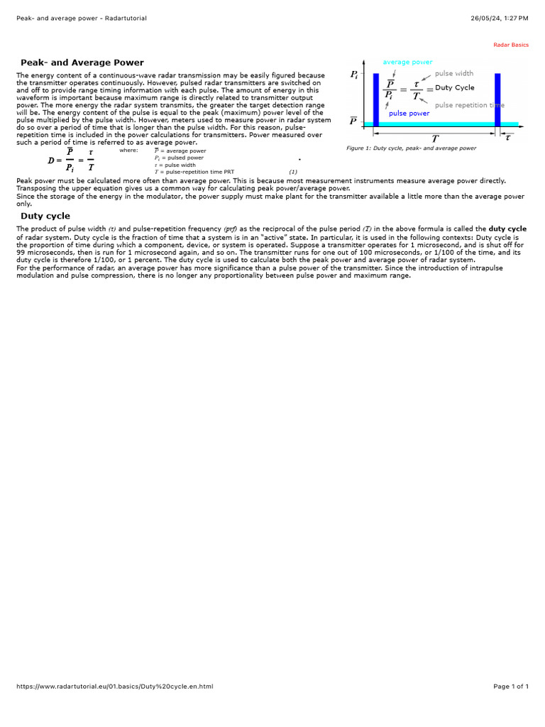 Peak- and average power - Radartutorial | Download Free PDF | Radar ...