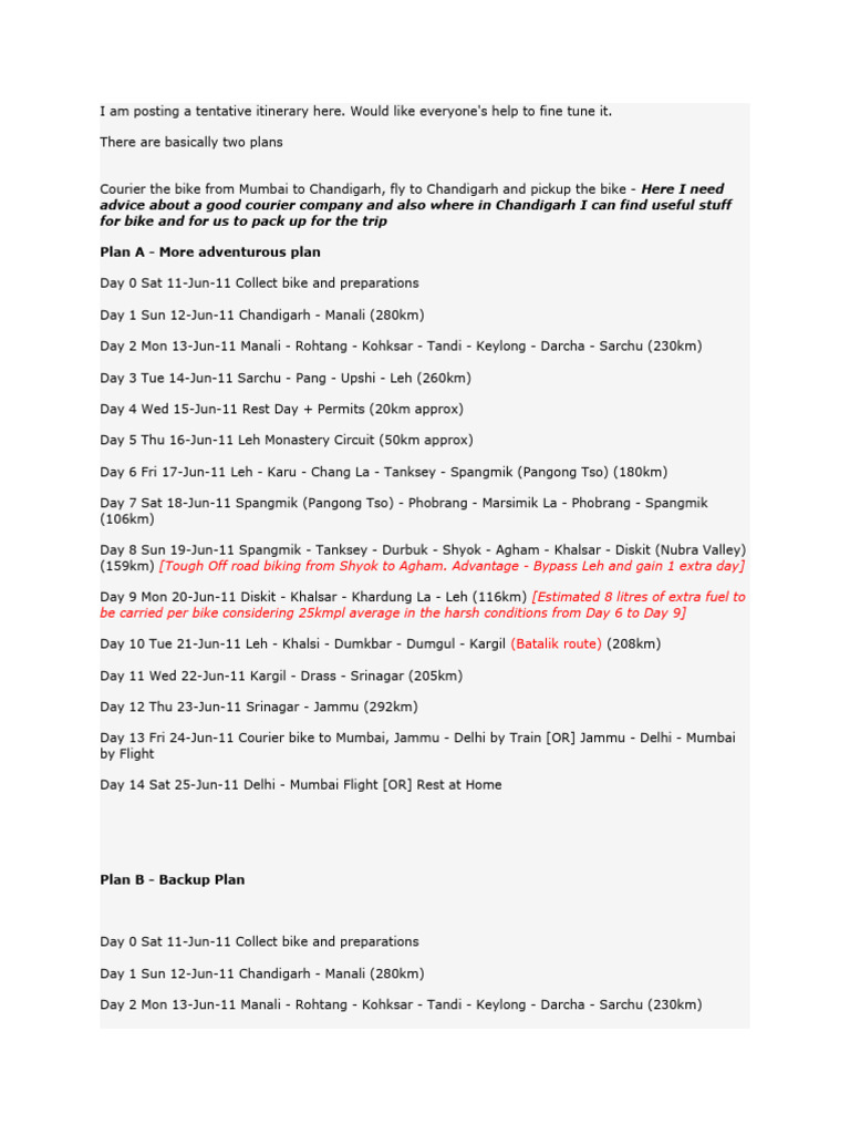 I Am Posting A Tentative Itinerary Here | PDF