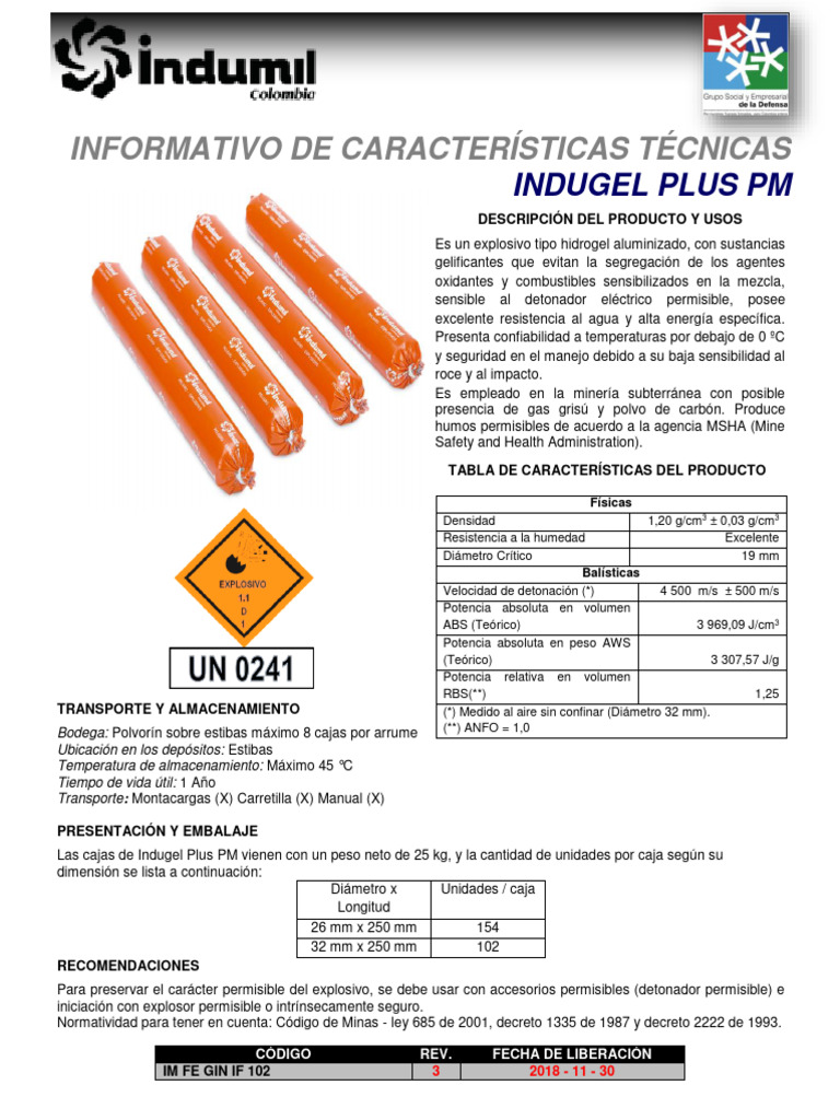 IF 102 INFORMATIVO DE CARACTERISTICAS TECNICAS INDUGEL PM Rev. 3 | PDF ...