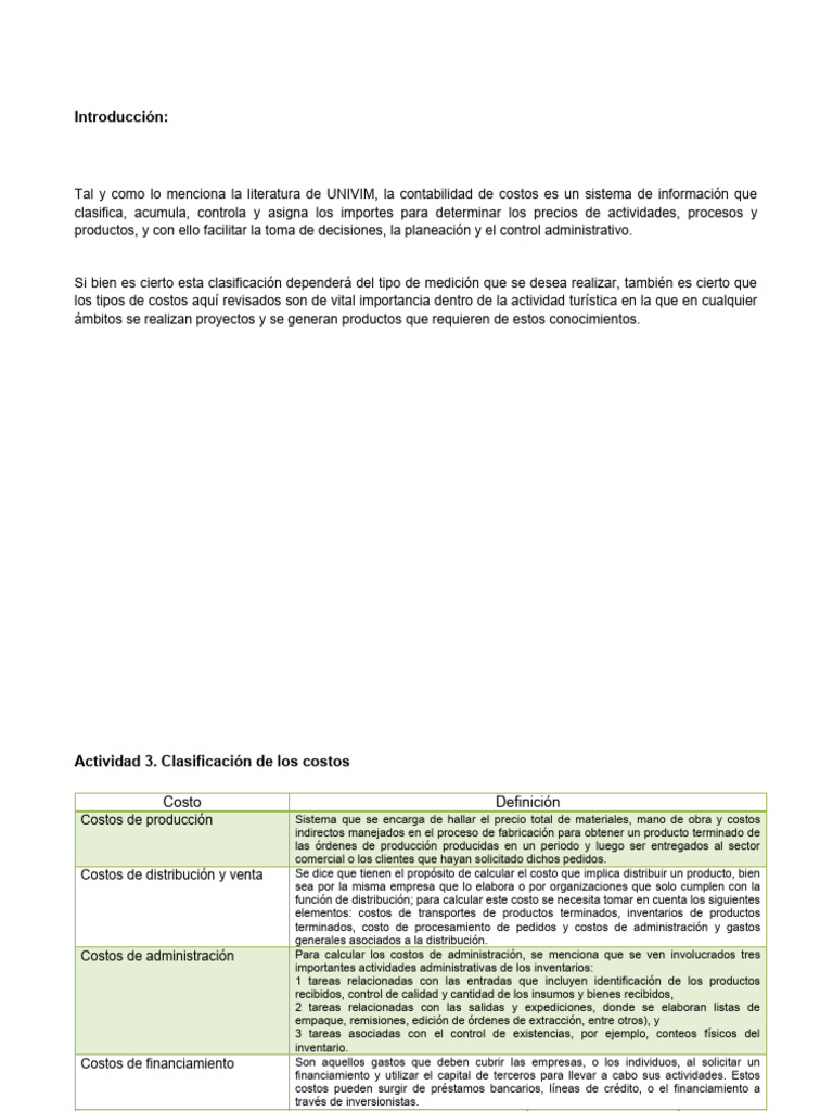 Clasificación de Los Costos | PDF | Costo | Business