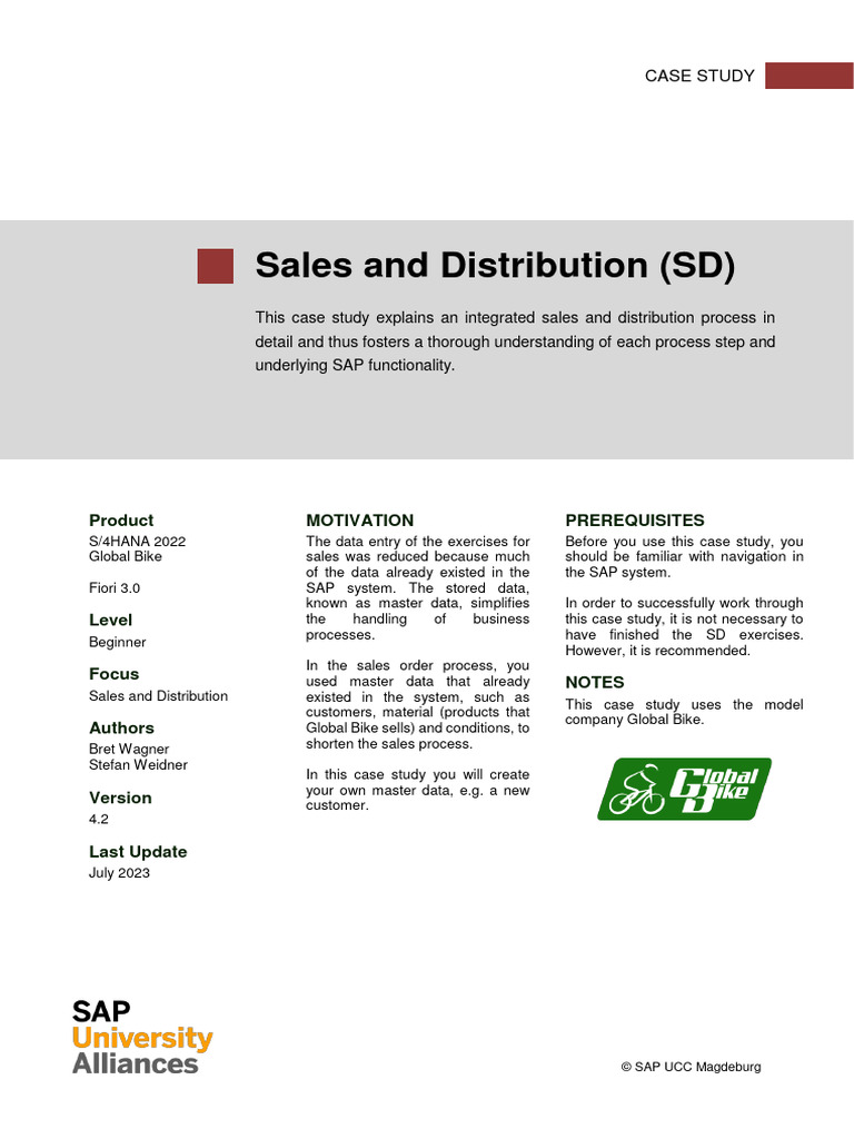 SAP S/4HANA Global Bike Case Study | PDF | Icon (Computing) | Sales