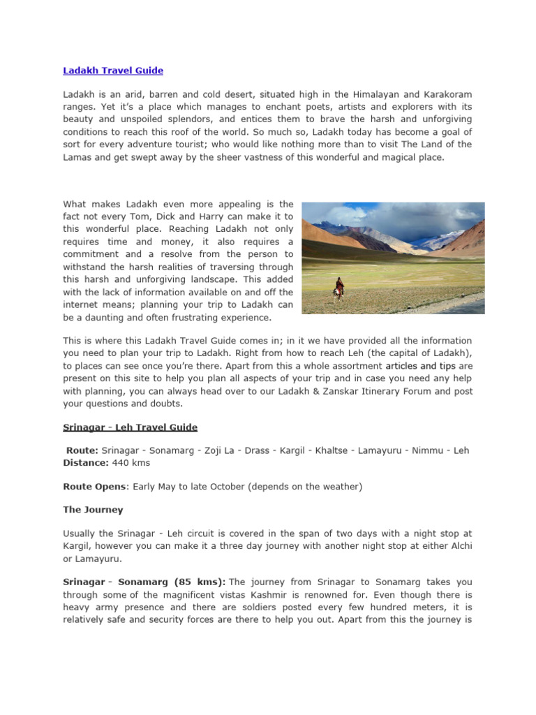 Ladakh Travel Guide | PDF