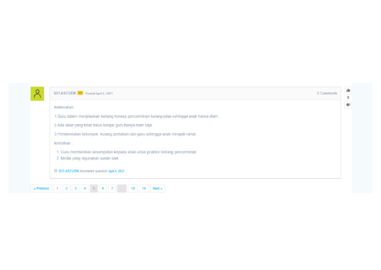 Siti Astutik - Konsep Percerminan - A1 - PGSD | PDF