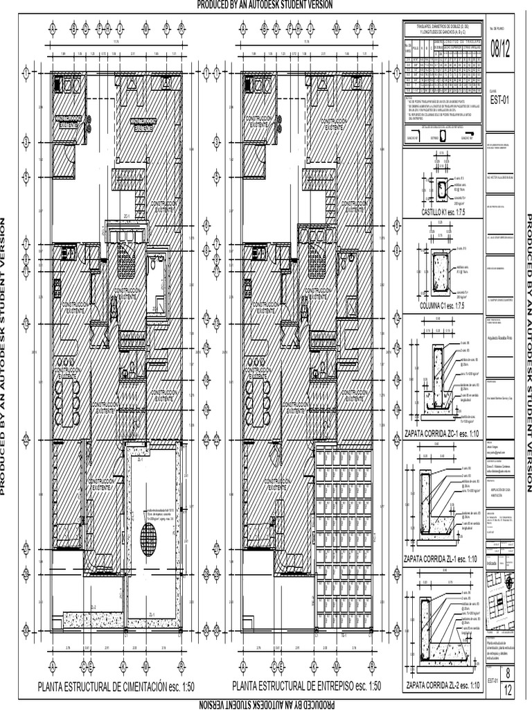 Planos Estructurales de Cimentación y Entrepiso | PDF
