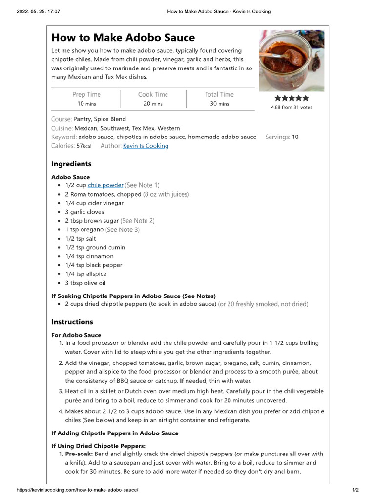 Adobo Sauce Recipe | PDF