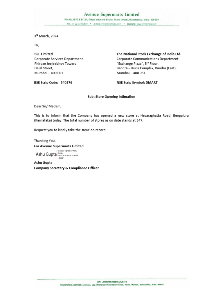 New DMart Store Opens in Hesaraghatta | PDF