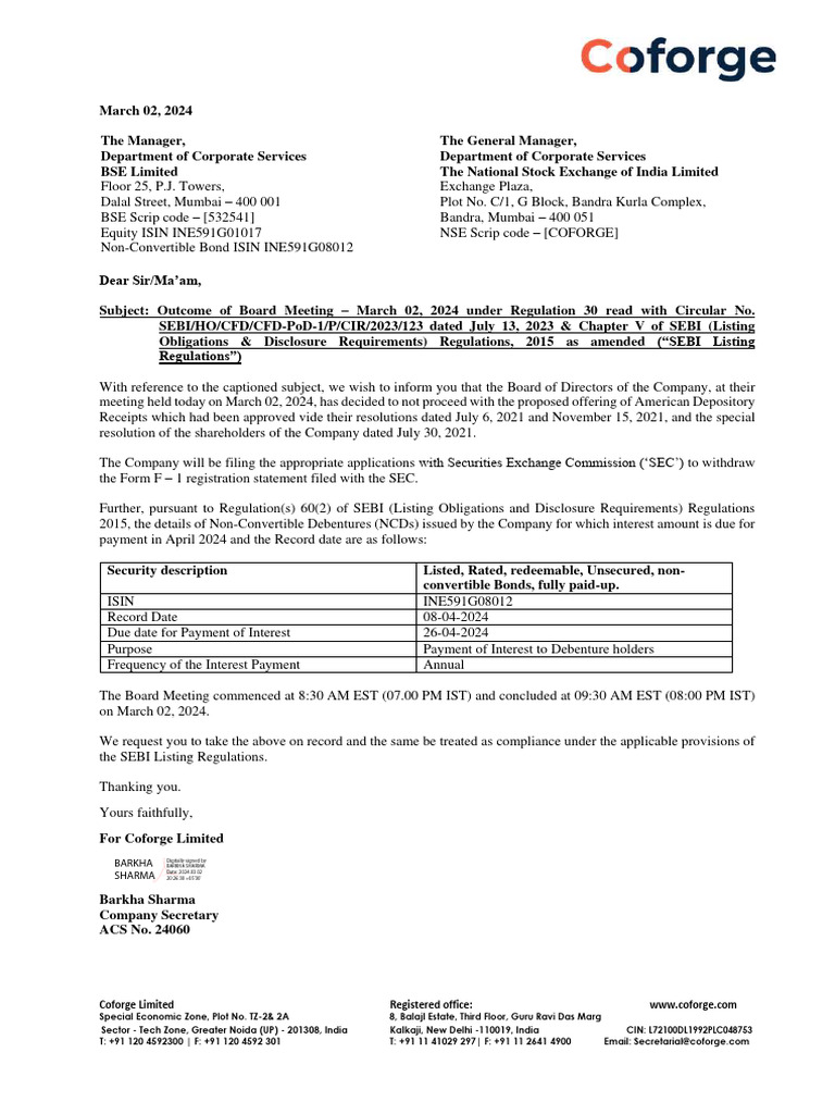 Coforge | Download Free PDF | Securities (Finance) | Stock Exchange