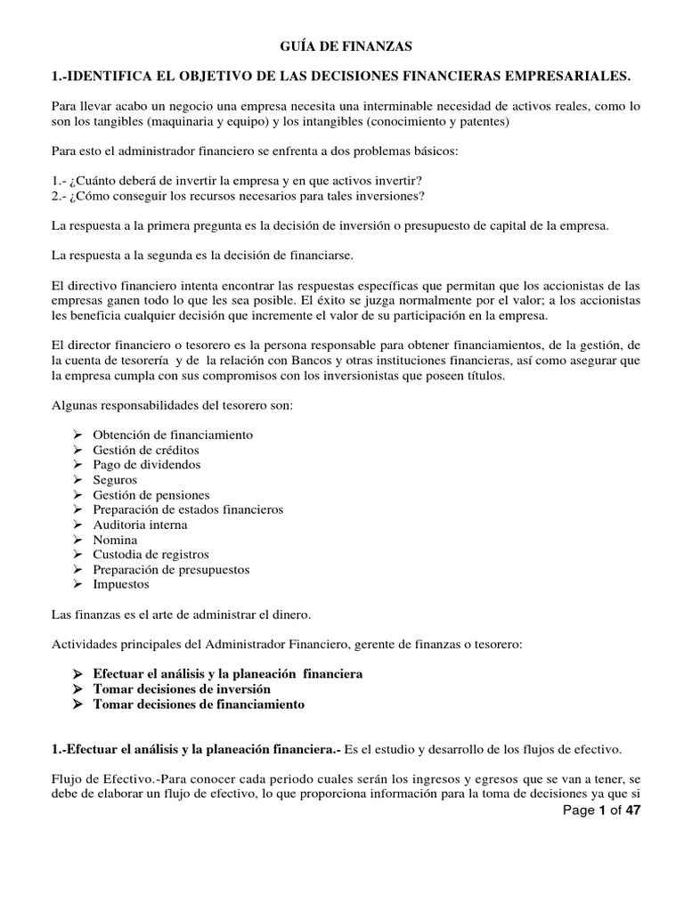 Guia de Finanzas | PDF | Capital de trabajo | Bancos