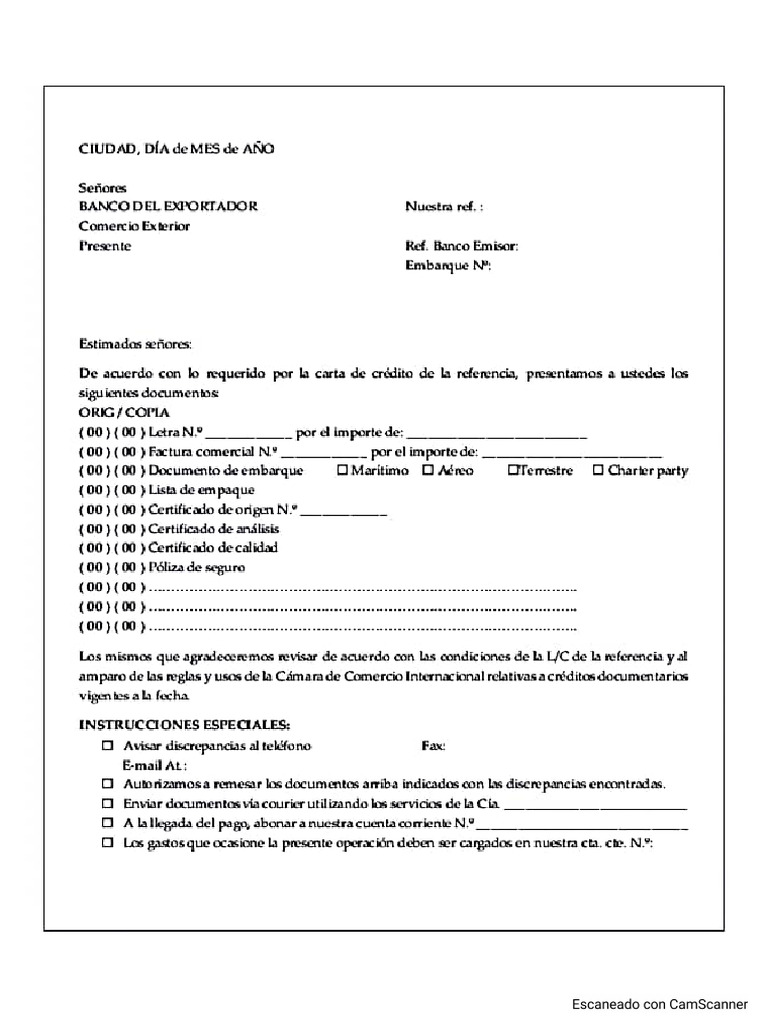 formato de crata de credito | PDF