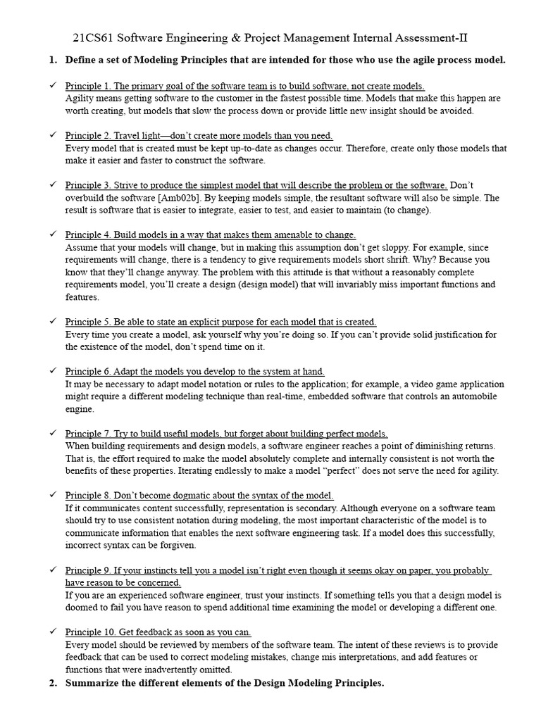 21CS61 Software Engineering | PDF | Agile Software Development | Use Case