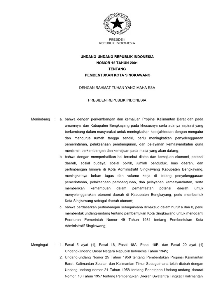 UU Nomor 12 Tahun 2001 | PDF