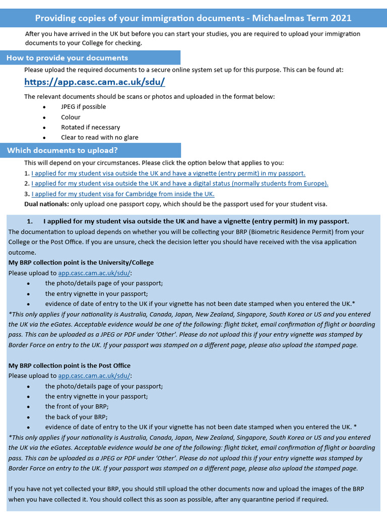 Providing Copies of Your Immigration Documents MT21 | PDF | Travel Visa ...