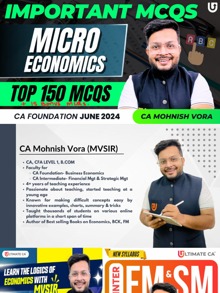 Ca Foundation June 2024 Economics Top 150 Mcqs | PDF | Elasticity (Economics) | Demand