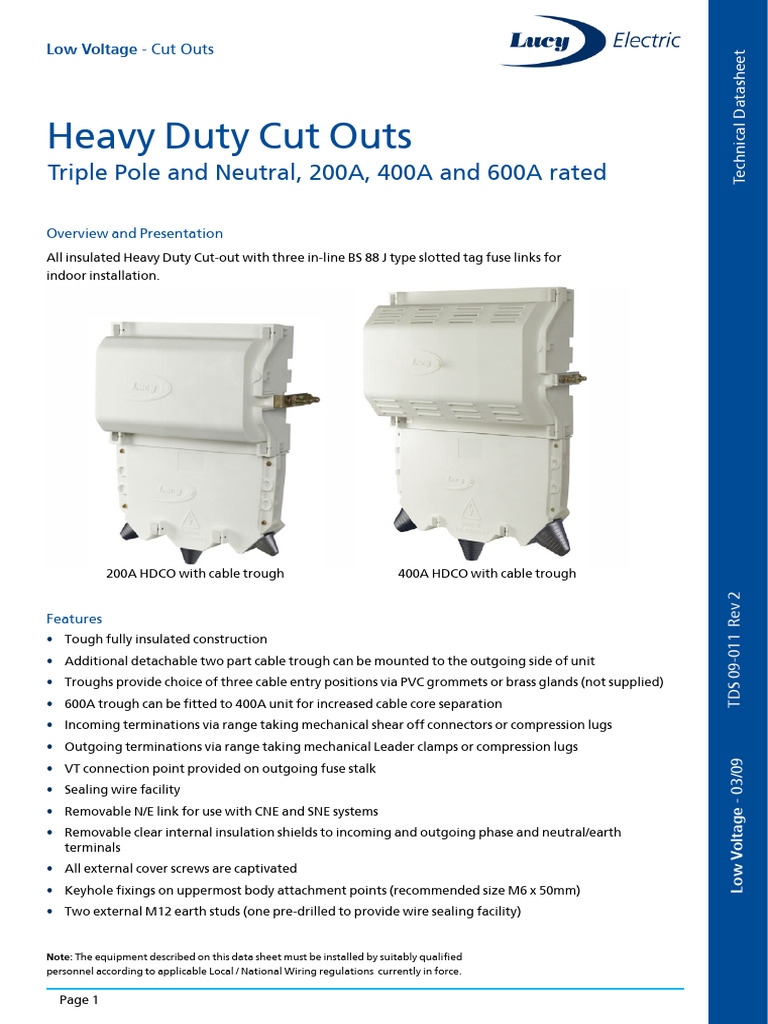 HDCO Triple Pole 200 400 600A 260716 | PDF | Fuse (Electrical ...