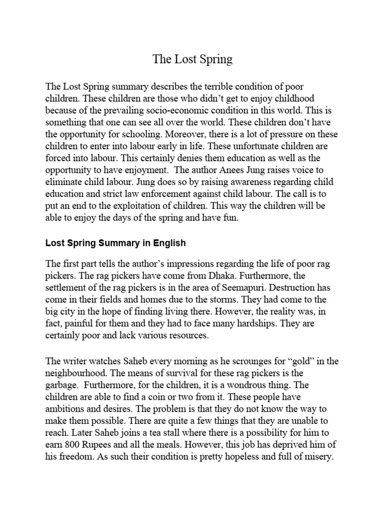 The Lost Spring | PDF | Social Science