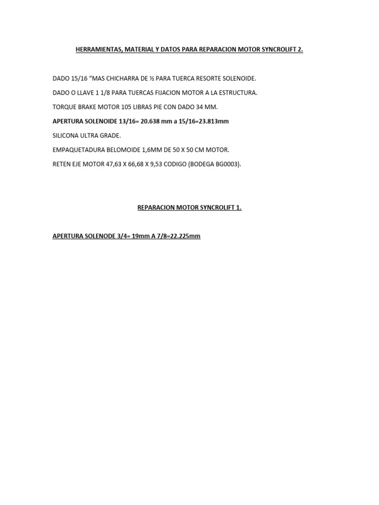 Motor Syncrolift 2 | PDF | Hogar, jardinería y bricolaje | Informática