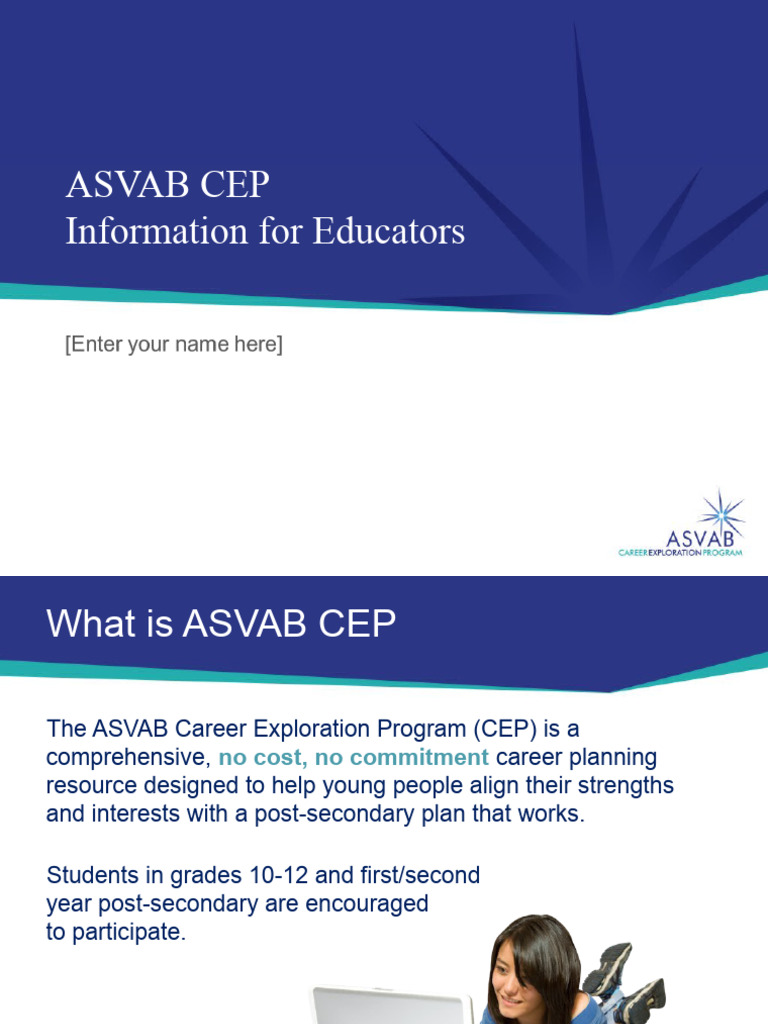 ASVAB CEP Overview Presentation | PDF | Armed Services Vocational Aptitude Battery | Science