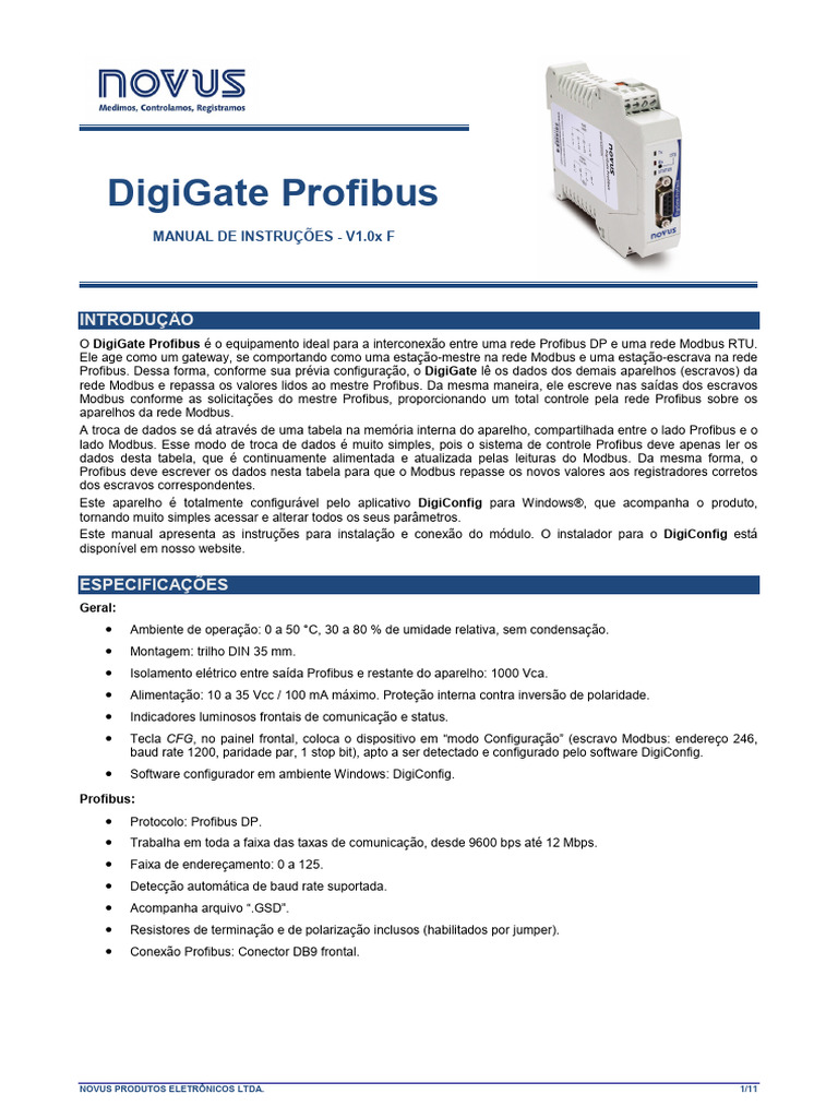 Manual Digigate Profibus v10x F Português | PDF | Rede de computadores ...