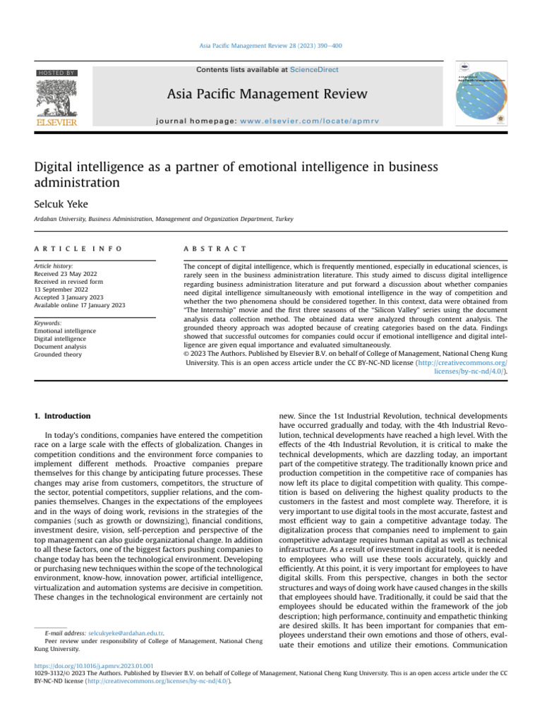 2023 - Digital Intelligence As A Partner of Emotional Intelligence ...