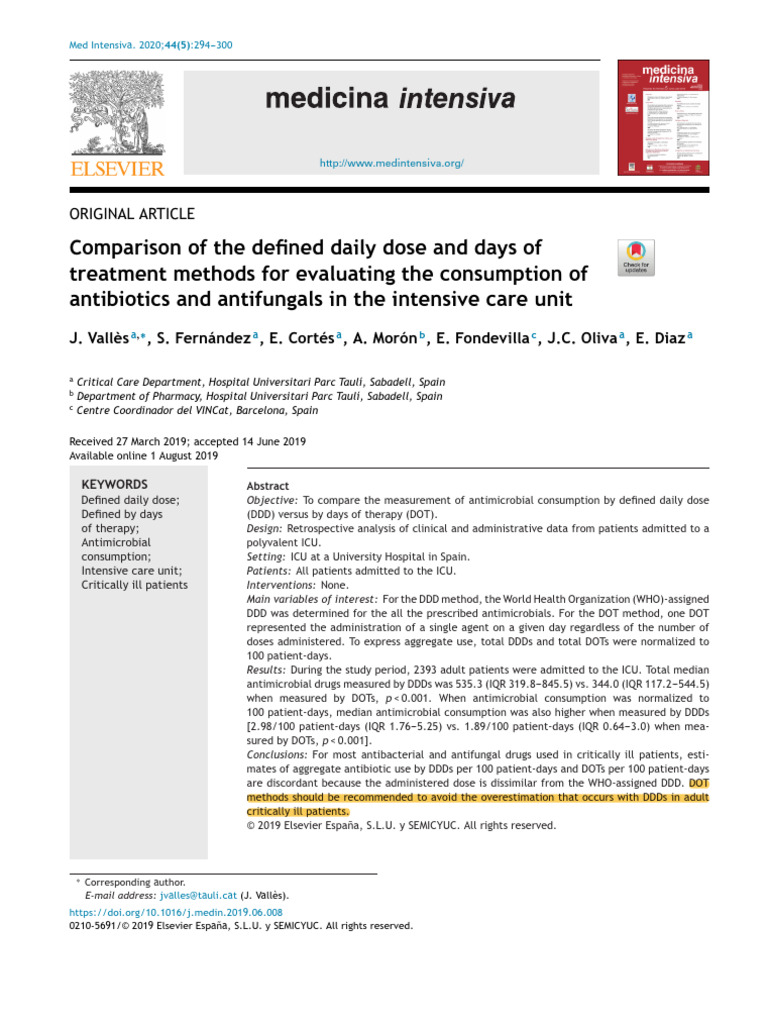 Comparison of The Defined Daily Dose and Days of Treatment Methods For ...