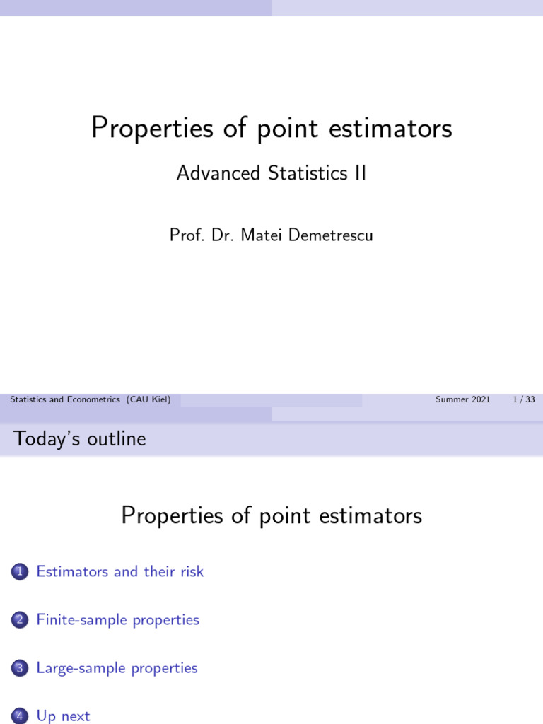 02_point_estimators | PDF | Estimator | Bias Of An Estimator