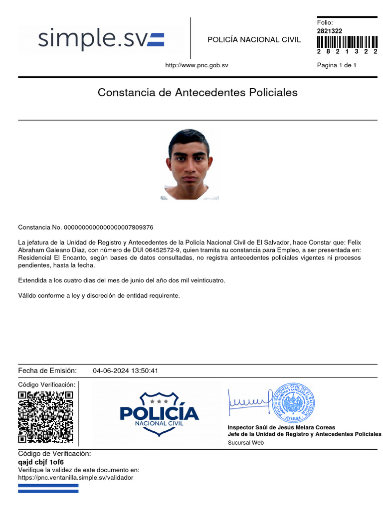 PNC PNC Constancia de Antecedentes Policiales 2819342 | PDF | Derecho ...
