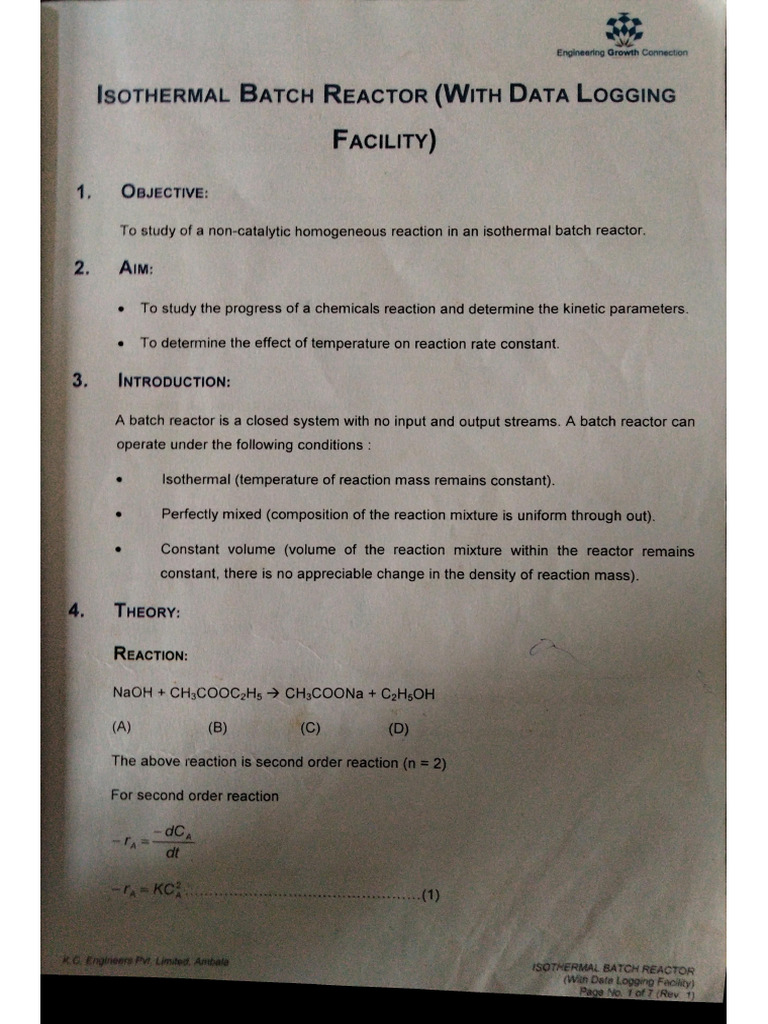 Isothermal Batch Reactor | PDF
