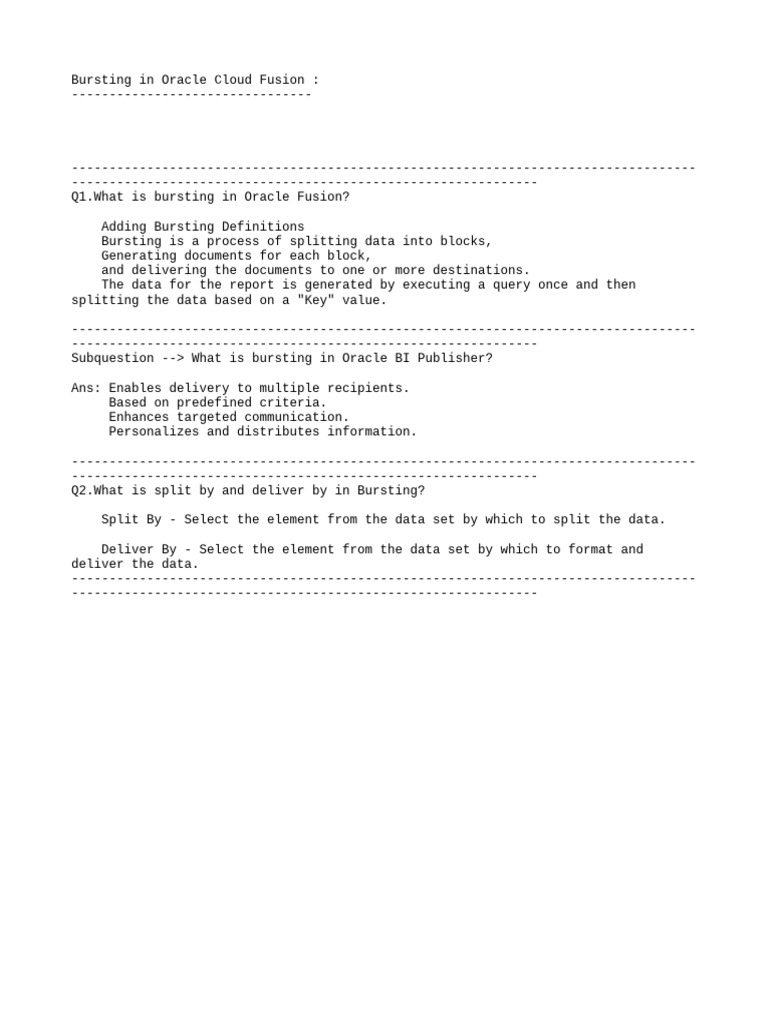 Bursting Oracle Fusion | PDF | Computers