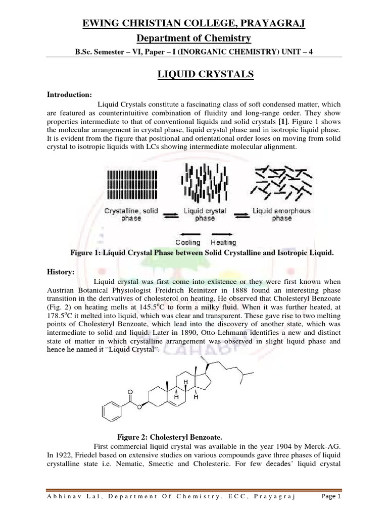 B. Sc. SEM - VI Liquid Crystal | PDF | Liquid Crystal | Condensed ...