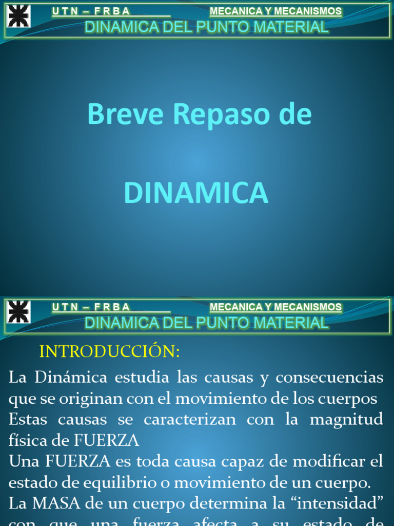 Dinámica del Punto Material en Mecánica | PDF | Mecanica clasica | Las ...