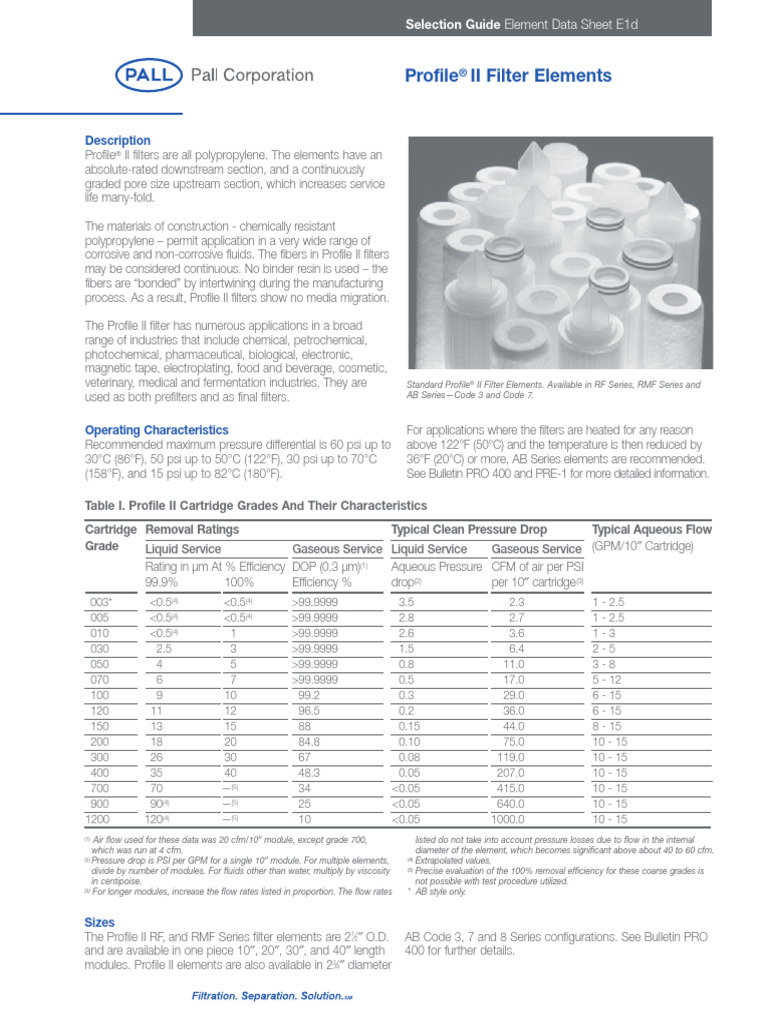 Profile II E1d | PDF | Filtration | Materials