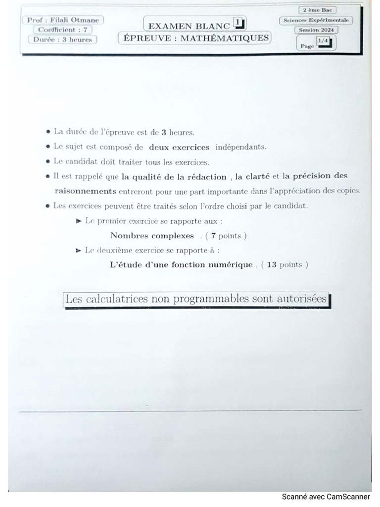 Blanc Prof Filali Math | PDF