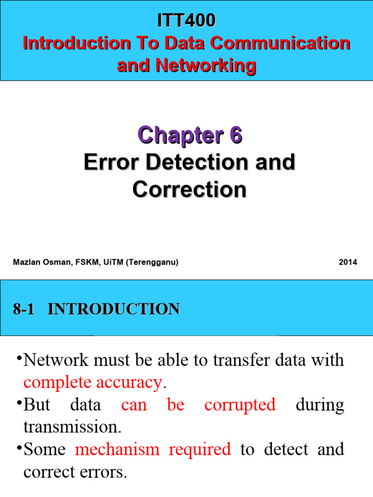 Ch6 Error Detection and Correction | PDF | Code | Error Detection And Correction