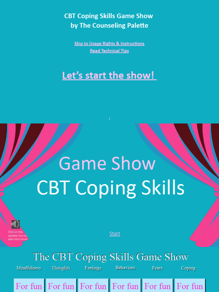 CBT Coping Skills Game Show Guide | PDF | Feeling | Thought