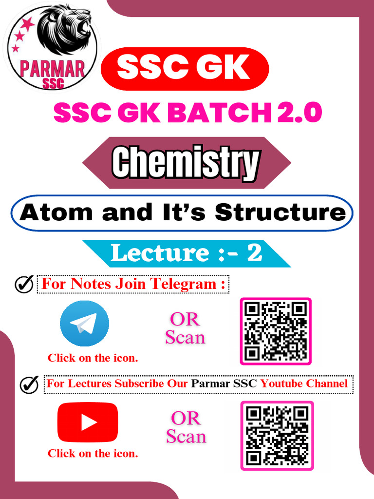 Chemistry by Parmar SSC Lecture-2 (ENGLISH) | PDF | Atoms | Atomic Nucleus