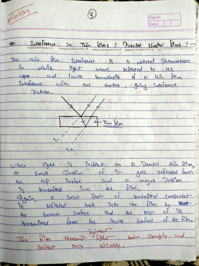Derivation of Interference in Thin Parallel Shaped Film | PDF