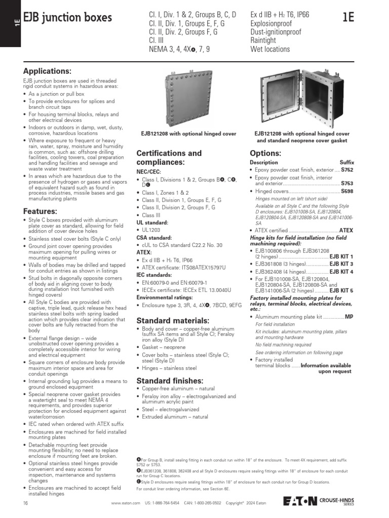 Crouse Hinds Ejb Enclosures Catalog Page | PDF | Building Engineering ... Crouse Hinds Ejb Enclosures Catalog Page | PDF | Building Engineering ...