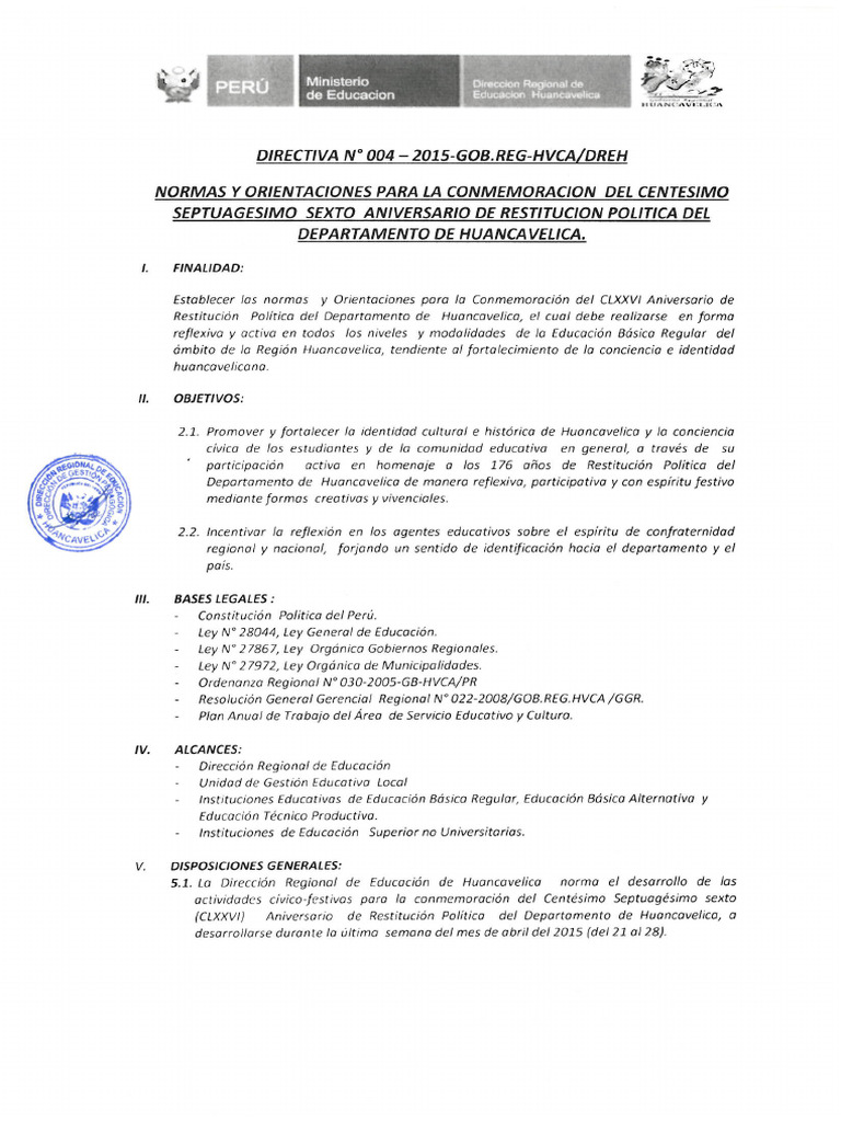 Directiva n004-2015 Gob - Reg.hvca. Dreh | PDF