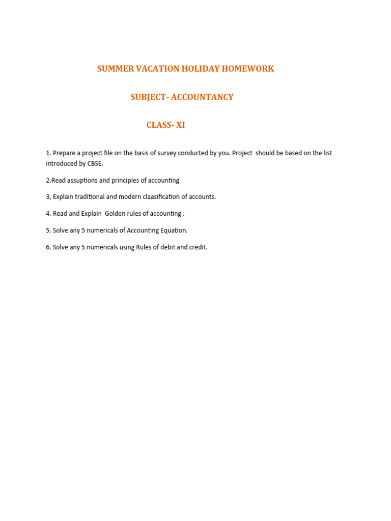 Class 11 Summer Vacation Homework | PDF | Business | Business Economics